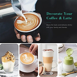 JrundMsoxz Rechargeable Milk Frother, 3-Speed Electric Handheld Frother for Coffee with 2 Whisks and Coffee Decoration Tool, Coffee Frother Mixer, Stand-up Design, for Cream, Latte, Cappuccino (White)