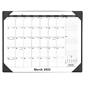 Nekmit Large Desk Calendar 2023 with Black Desk Pad, Desk Blotter Calendar 22"x17", Runs From Now - Jun 2024 with TO-DO and NOTES List