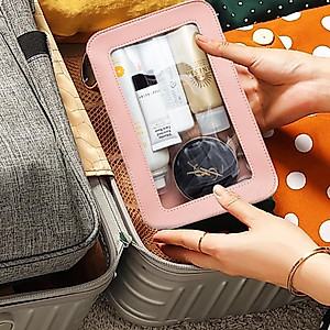 FFpaw Clear Makeup Bag, TSA Approved Toiletry Bag Travel Makeup Bag Clear Cosmetic Travel Bag Small Makeup Bag Organizer Waterproof Portable Car Essentials for Women