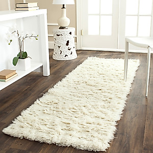 Stylish 2x5 Flokati Rug - Runner | Soft and Fluffy 3” Pile | Premium 2000gsm Weight |100% Wool | Authentic Greek flokati | Off White Wool Rug | Great Gift Idea., NAT2k