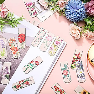 30 Pcs Magnetic Bookmarks Flowers Magnet Page Markers Pretty Bookmarks for Book Lovers Magnet Bookmark Clips Assorted Book Markers Set for Women Students Reading Office, Floral Style 2.3 x 0.8 Inches