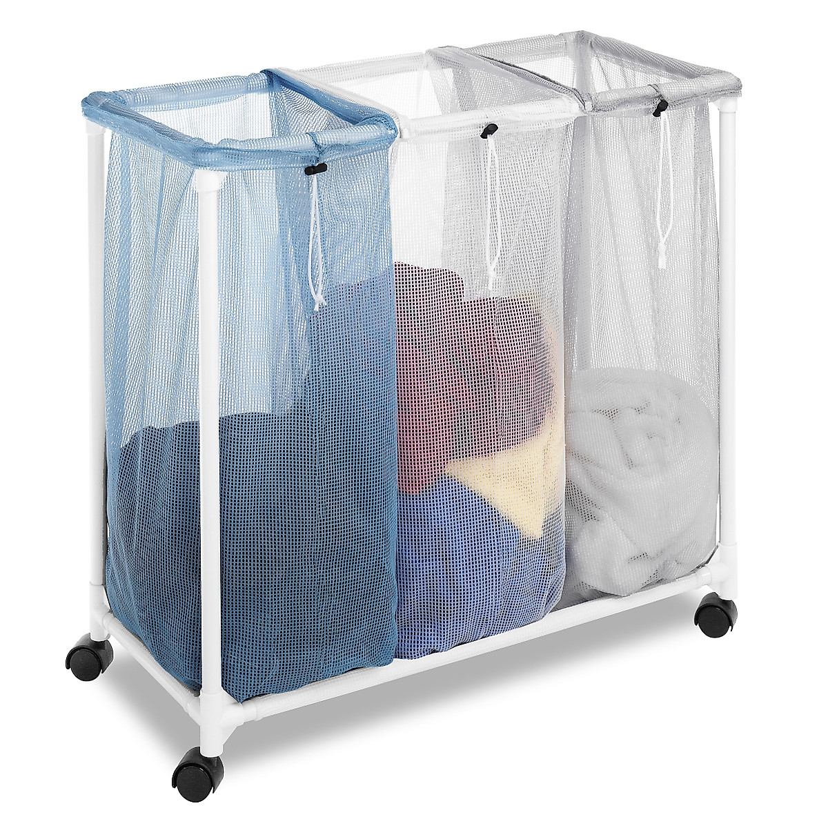 Whitmor Triple Laundry Sorter with Wheels