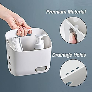 MORNITE 3 Pcs Hanging Shower Basket Caddy, Portable Walll Storage Organizer with Hooks for Bathroom Kithcen Dorm College, White