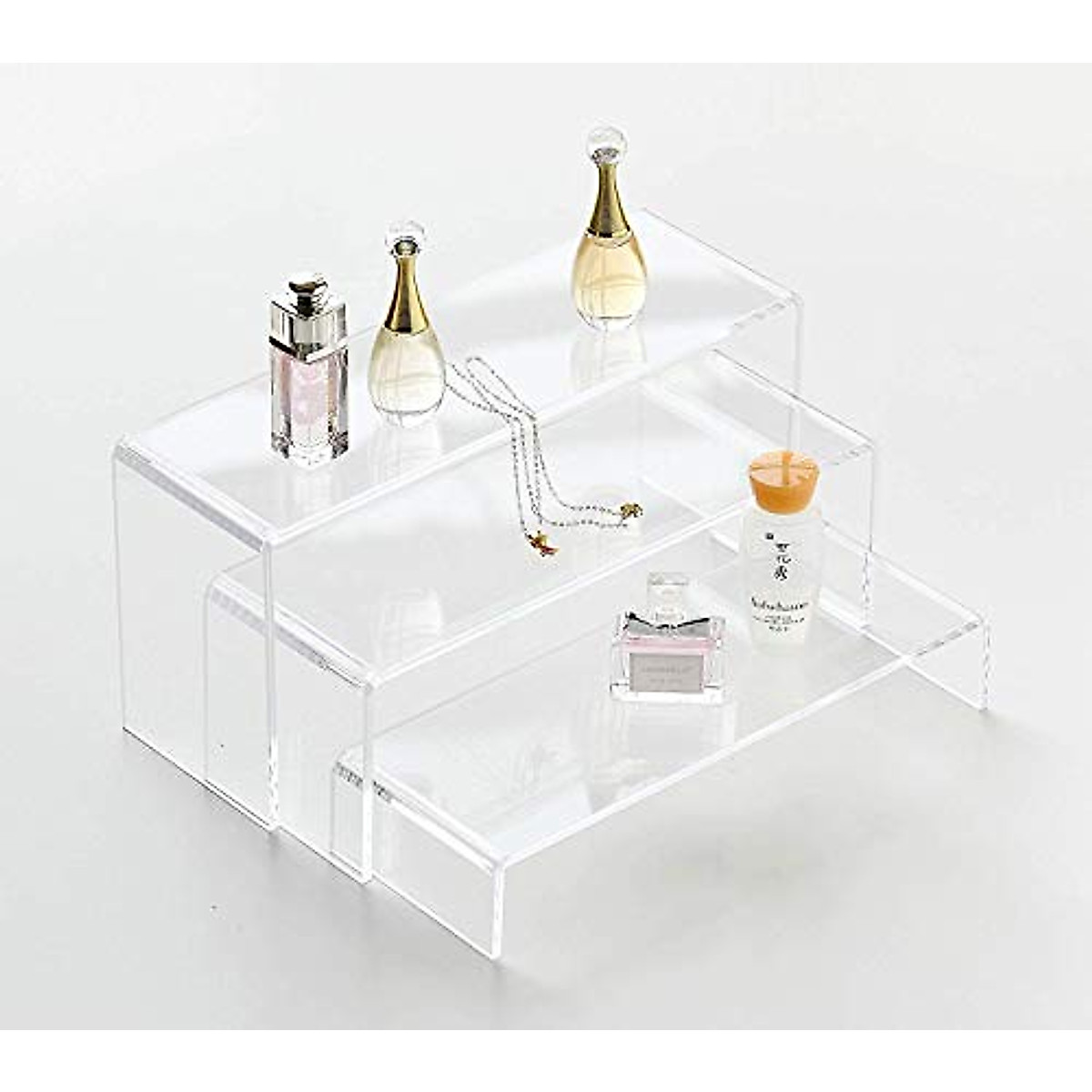 Goabroa Acrylic Display Risers, Clear Rectangle Stands Shelf for Display 6pcs