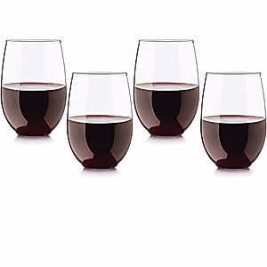 Circleware Stemless Wine Glasses Limited Edition Set of 4, 4 Count (Pack of 1), Clear