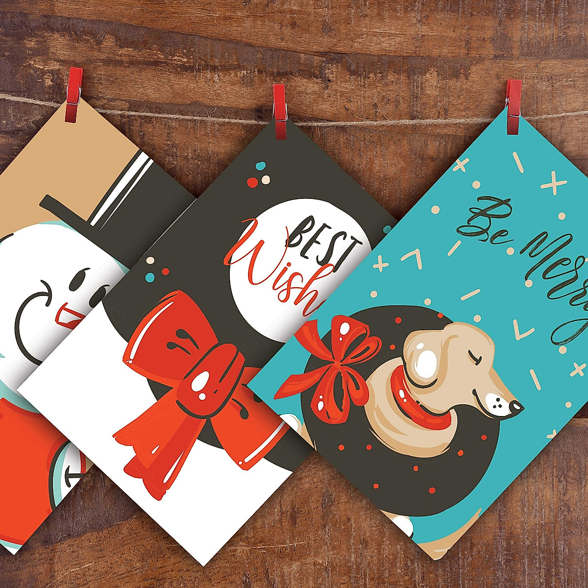 Better Office Products Christmas Holiday Greeting Card Set, 100 Pack, 4 x 6 Inch, 12 Assorted Custom Illustrative Designs, Blank Inside, Complete with Envelopes, 100 Christmas Cards Set