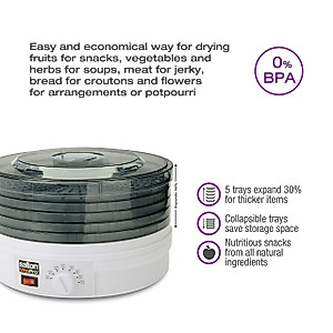 Salton VitaPro, Electric Preserver for Fruit, Jerky, Potpourri, Veget Food Dehydrator, 20 pounds, White (DH1454)