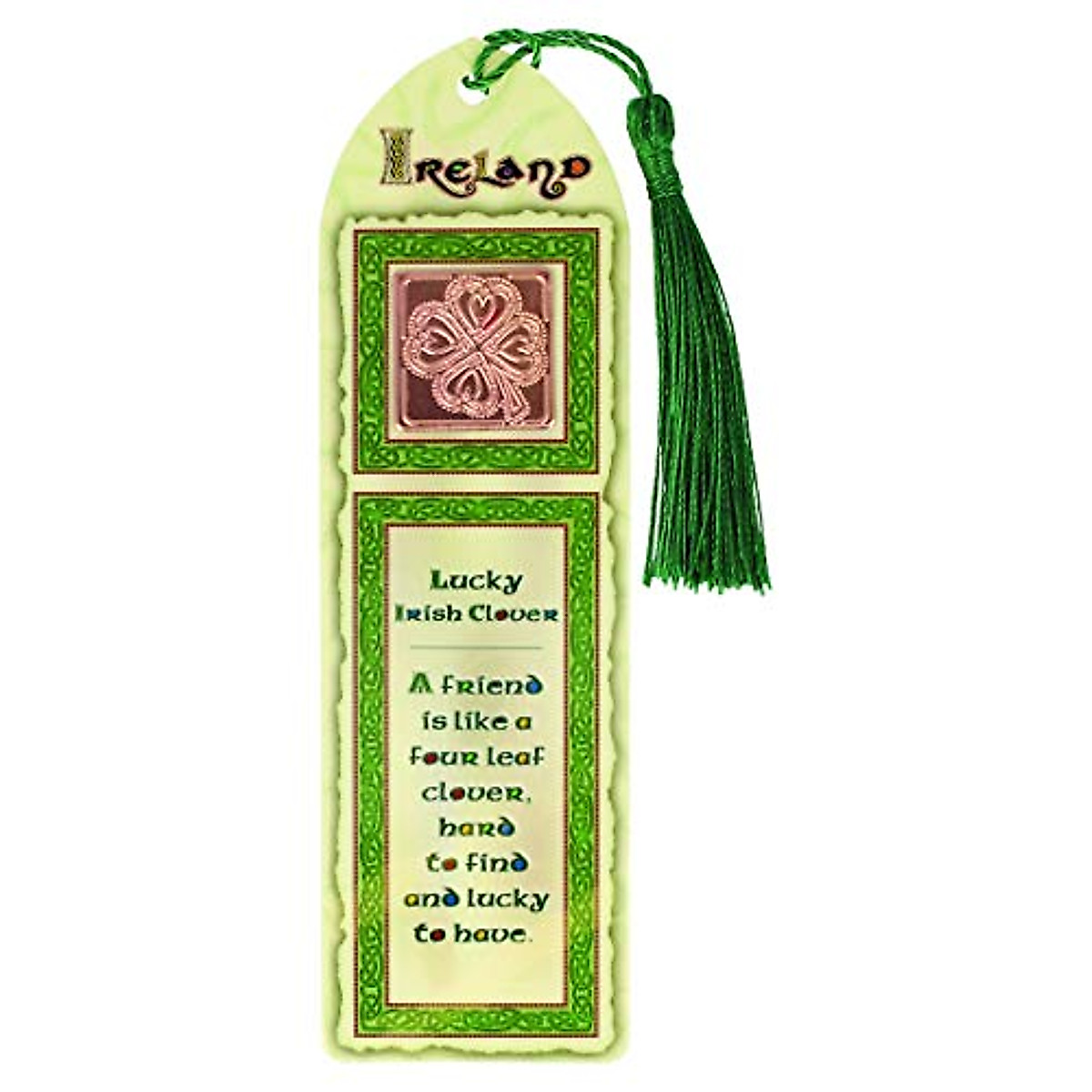 Celtic Collection Laminated Clover Bookmark with Tassel Design