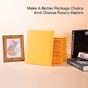 Fuxury Kraft Bubble Mailers 8.5x12 Inch 25 Pack, Strong Adhesion Padded Envelopes #2,Self Seal Bubble Envelopes, Padded Mailers，Book Mailers Packaging for Small Business,Yellow