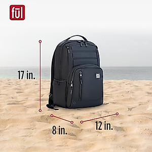 FUL Tactics Collection 15 Inch Laptop Backpack, Phantom Padded Computer Bag for Commute or Travel, Black