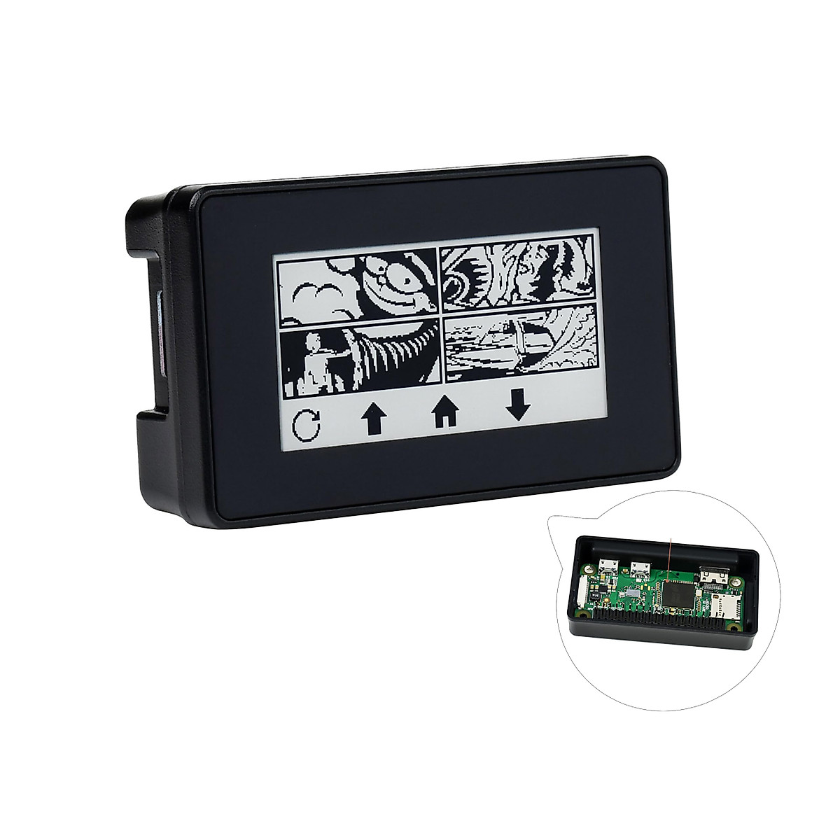 2.13inch Touch e-Paper Display with ABS Case for Raspberry Pi Zero 2 W/Raspberry Pi Zero/Pi Zero W/Pi Zero WH, 250x122 Pixels E-Ink, Paper-Like Effect Support Partial Refresh