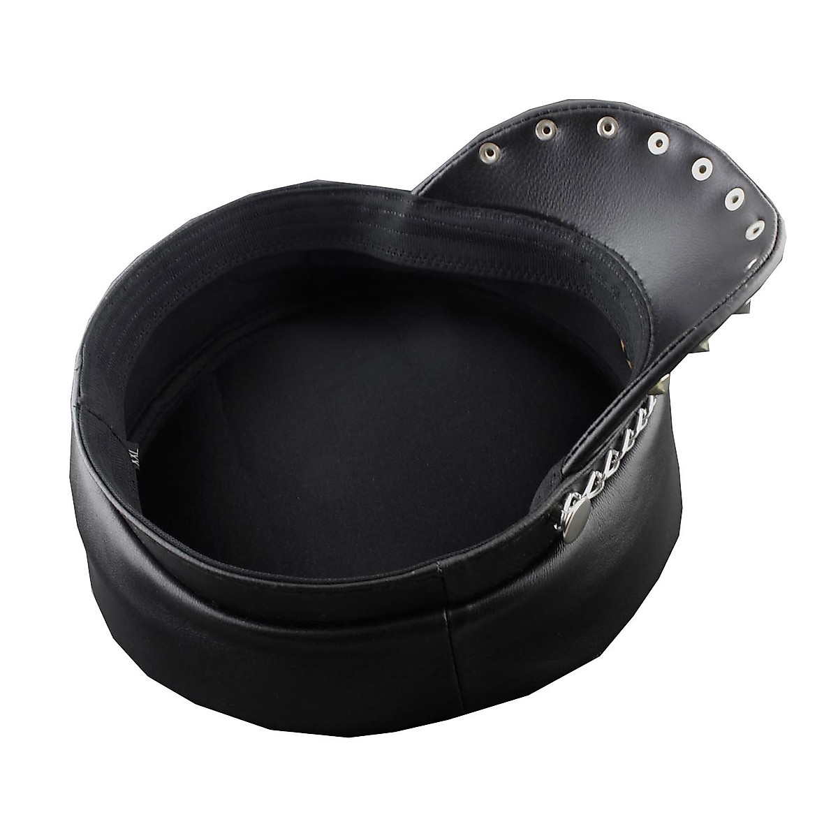 vogueteen New! Métal Rivet clouté crâne Hommes en Cuir véritable Biker Punk Rocker Cap (59cm-60cm) Black