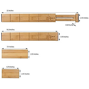Bamboo Drawer Dividers Set of 4, Expandable Drawer Organizer, Utensil Drawer Organizer, Dresser Drawer Divider, Drawer Separators, Adjustable Drawer Divider with Secure Hold and Protective Padding