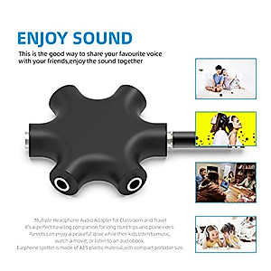 EBEETECH 3.5mm Multi Headphone Audio Splitter 5-Jack Female Connector Adapter with 3.5mm Stereo Cable 20cm & 100cm, 3-in-1Pack