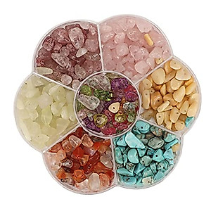HERCHR Crystal Beads for Ring Making, Crystals Gemstone Beads for Jewelry Making, 7 Colors Crystal Ring Making Kit with Plastic Box for Jewelry Ring, Bracelets, Earring Making Supplies