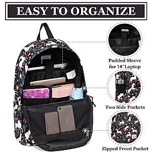 VASCHY Backpack for Women, Water Resistant High School Girls Bookbag Travel Backpack for Teens with Water Bottle Pockets