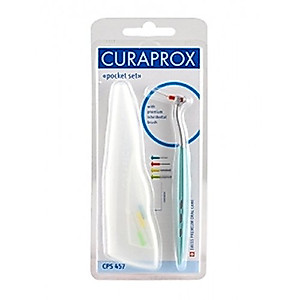 Curaprox CPS 457 Pocket Set Interdental Brushes, Pocket Set with Storage Box, Holder and All 5 CPS Prime Interdental Brushes