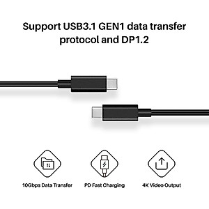 HUION Full-Featured USB-C to USB-C Cable Support USB3.1 GEN2 DP Signal for Graphic Drawing Tablet with Screen Kamvas 12/13/16(2021)/22/24/22 Plus/24 Plus/Pro 16 (4K)/Pro 16 Plus (4K)/Pro 24(4K), 3.2ft