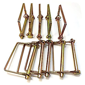 10 Pieces 1/4 Inch Wire Lock Pin, Trailer Coupler Pin,Hitch pin,Heavy Duty Safety Coupler Pin Shaft Locking Pin for Farm Trailers Wagons Lawn Garden(Square, Gold)