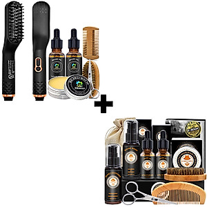 XIKEZAN Birthday Gifts for Men w/Beard Kit and Beard Straightener Kit