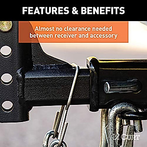 CURT 45807 Trailer Safety Chain Holder Bracket for 2-inch Shank, Clip-On Steel Hanger Hooks