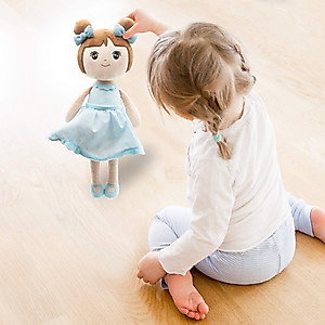 Maxshop 17'' Plush Dolls Baby Girl Toy Gifts Stuffed Doll Super Soft Plush Toy Light Blue with Gift Box (Light-Blue Doll)