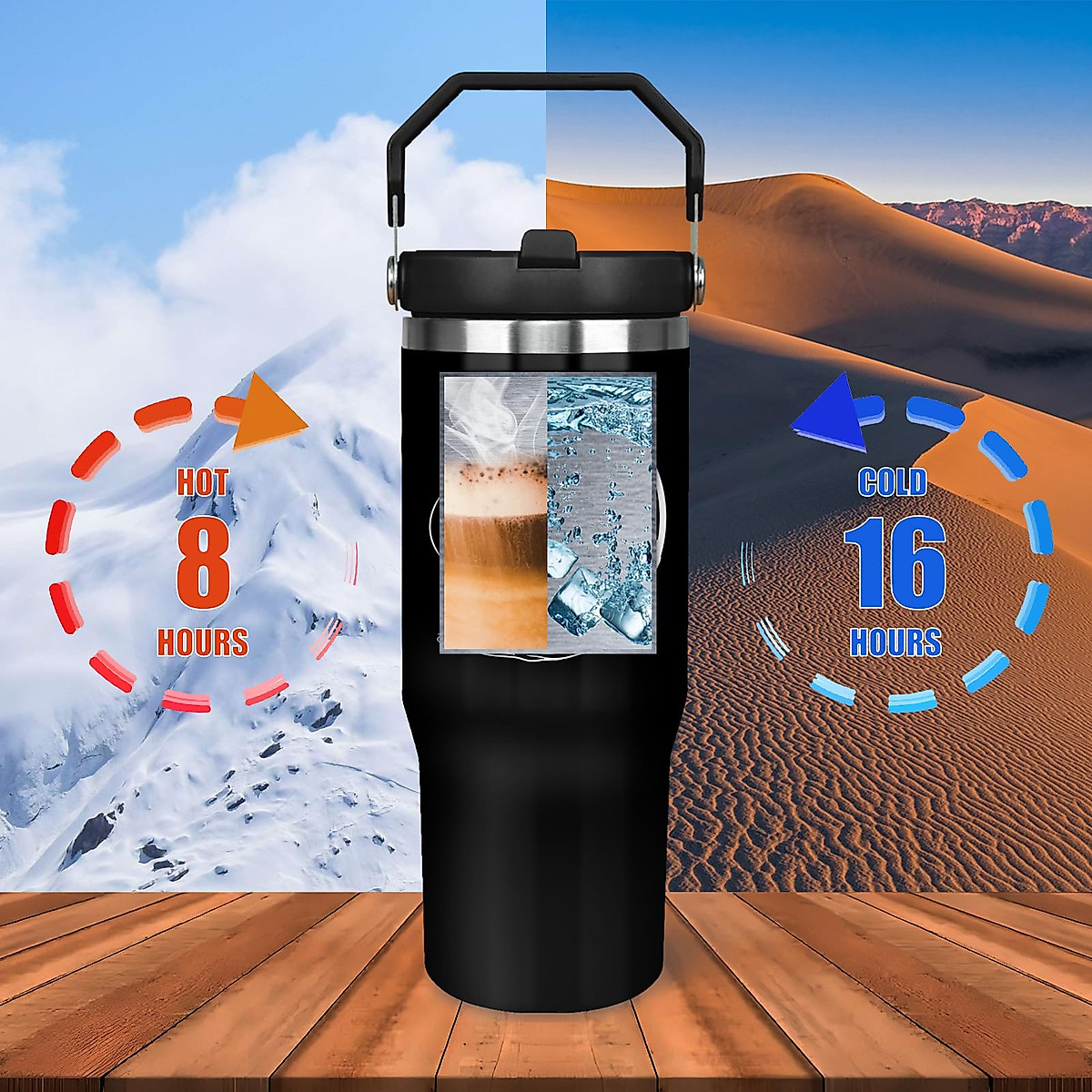 Fishing Gifts for Men 30 oz Fishing Tumbler with Handle and Straw American Flag Stainless Steel Insulated Cups Mug Father's Day, Christmas and Birthday Gifts for Dad Grandpa Men