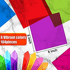 Outus 104 Pieces Cello Sheets Cellophane Wraps for DIY Arts Crafts Decoration (8 x 8 Inches)