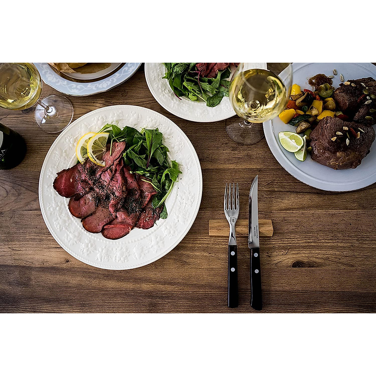 Tramontina 6 pcs Table Fork Dining Kitchen Stainless Steel Treated Wood Handle (Brown)