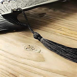 RAN 8.7" Lace Floral Folding Hand Fans - Womens Handmade Black Imitated Silk Fabric Lace Hand Fan, Bamboo Folded Fans (Color : Black, Size : 8.7")