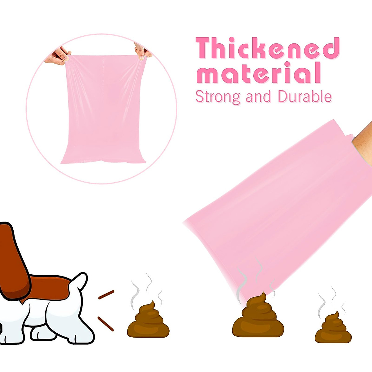 Toplive Dog Poop Bags, Pet Waste Bags Roll Refills, Thick Strong Leak-Proof Cat Dog Bag for Poop Outdoor Cleanup 16 Rolls (240 Bags), Pink
