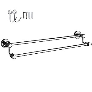 Towel Rail Bar, Bath Towel Bar 100cm 110cm 120cm Drilling Wall Mounted Towel Rack Reusable Towel Holder for Shower Bathroom Kitchen (Size : 60cm)