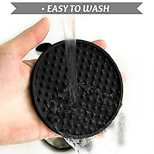 WEGO Coasters for Drinks Set of 6 with Holder, Silicone Coasters Tabletop Protection for Any Table Type, Wood, Glass, Stone Tables, Dishwasher Safe, Washable and Heat Resistant Coffee Coasters (Black)