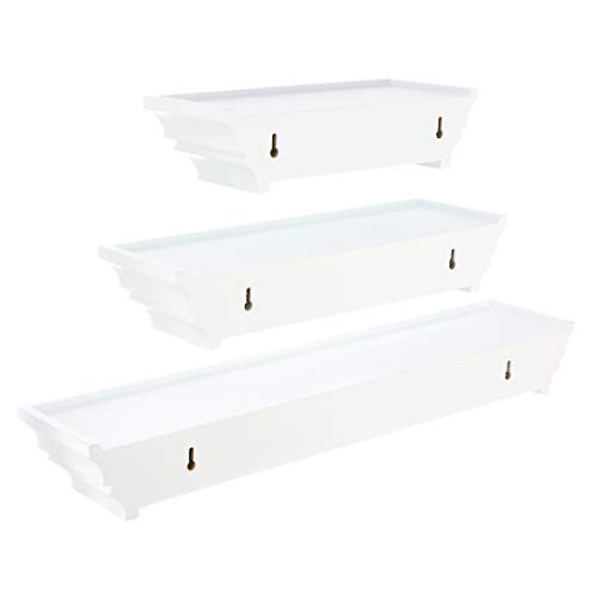 Kiera Grace Kieragrace Traditional Floating-Shelves, Set of 3 (12"W, 16"W, 24"W), White