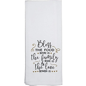 fillURbasket Cute Kitchen Towels Set, Fun Dish Towels with Sayings Faith, Blessed, Family, Love, Home & Dreams Theme, 5 Flour Sack Towels for Dish Drying Decor 16x28 Cotton