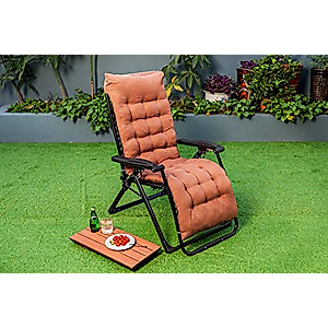 KINGBO Oversized Zero Gravity Chair, Lawn Recliner, Reclining Patio Lounger Chair, Folding Portable Chaise, with Detachable Soft Cushion, Cup Holder, Adjustable Headrest, Support 500 lbs. (29" Wide)