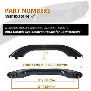 GYOFFULL WB15X10144 Microwave Door Handle Black Compatible with GE Microwaves Replaces AP3792823,1085689, AH952973 Oven Replacement Parts Kitchen Appliance Accessories