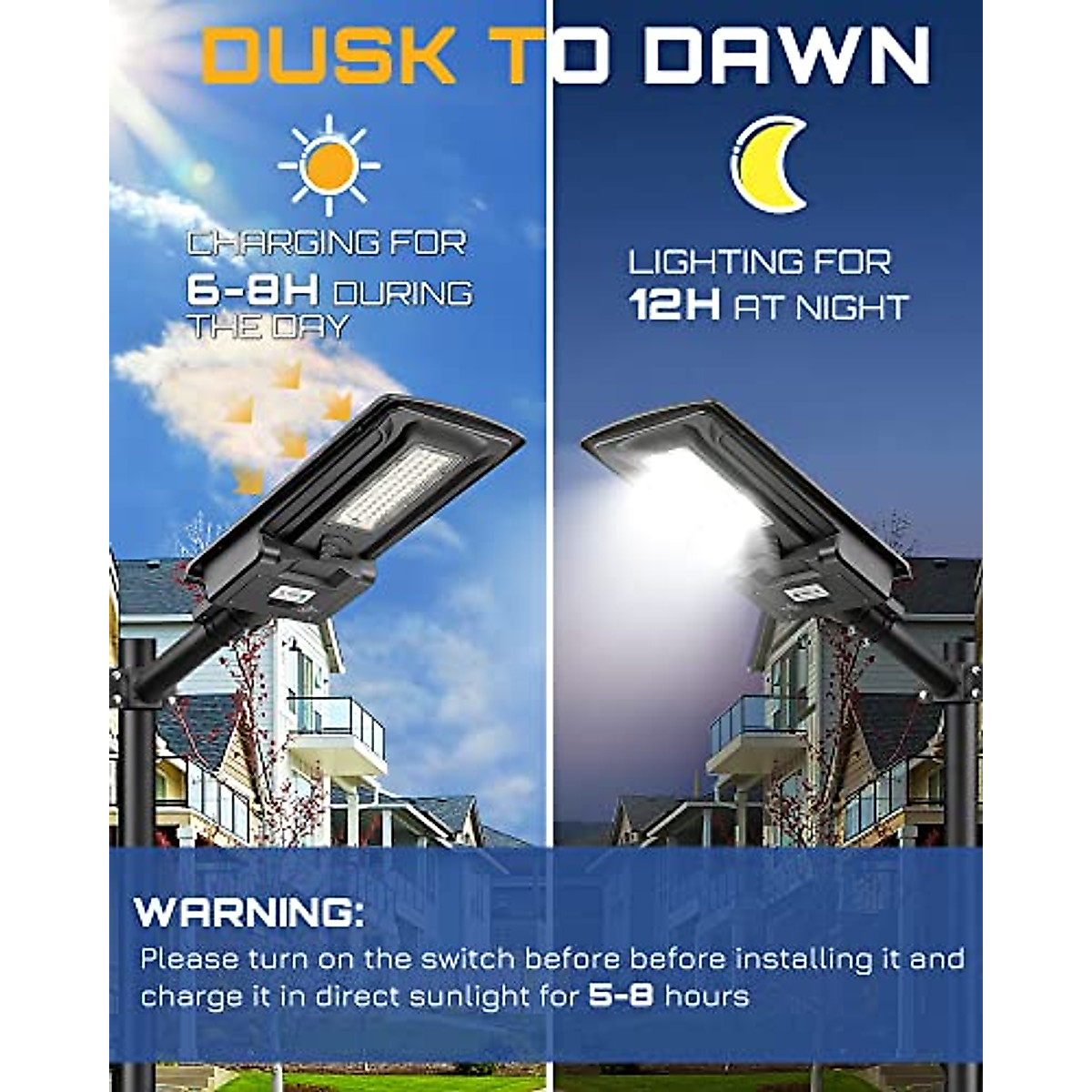 Favorwe 300W Solar Street Light, 20000 Lumens LED Street Lights Solar Powered Outdoor, Solar Parking Lot Lights with Motion Sensor and Remote Control, Waterproof Heavy Duty Die-Casting Aluminum