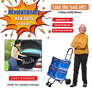 dbest products Trolley Dolly Rover, 4 Wheeled Push Folding Utility Cart Hand Truck Platform Swivel Wheels Garden Lightweight Luggage Carretilla de Carga Plegable