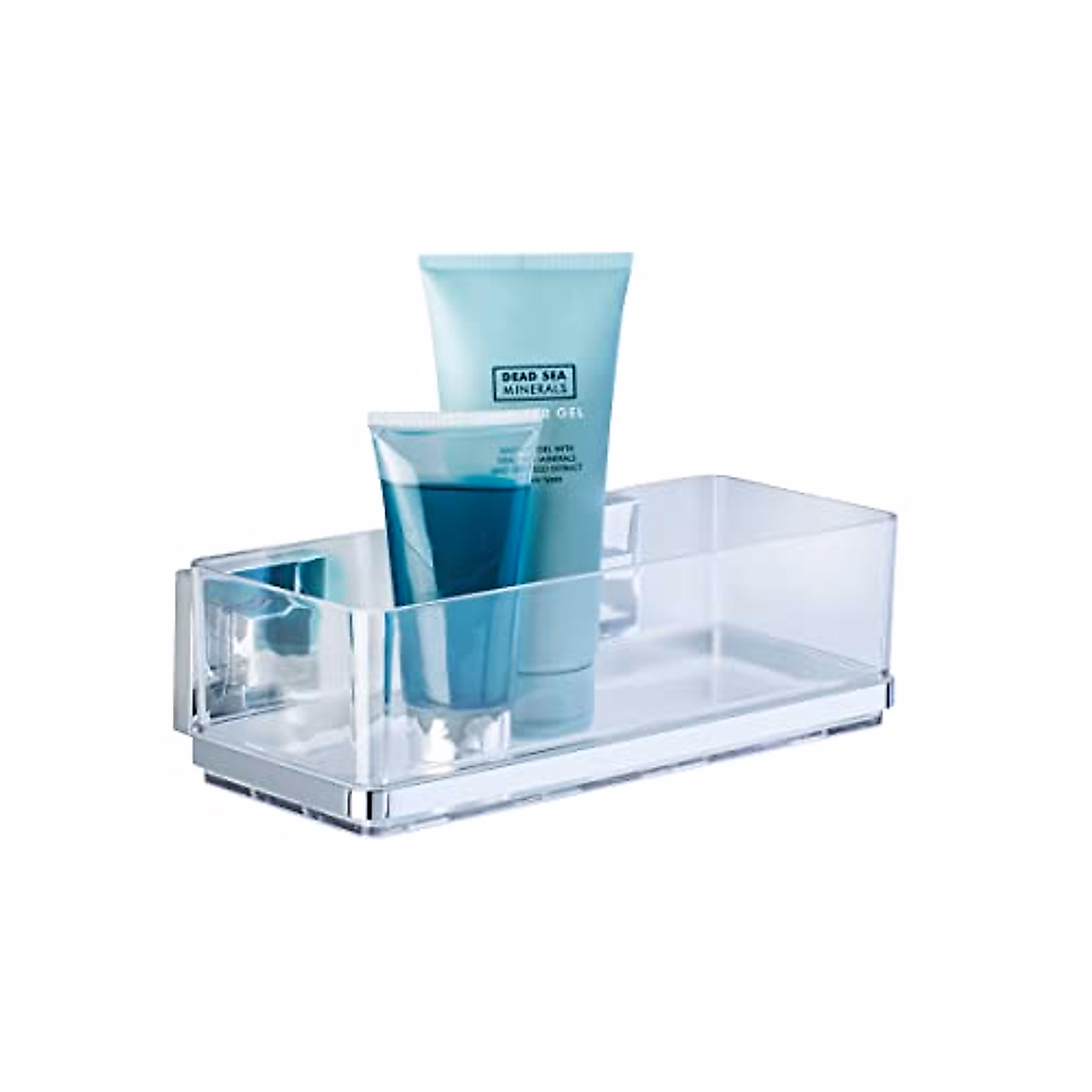 WENKO Vacuum-Loc Wall Shelf Quadro, Stainless steel, Silver Shiny, 25.5 x 14 x 8.5 cm