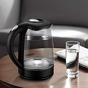 Stariver Electric Kettle, 2L Electric Tea Kettle, BPA-Free Glass Kettle with LED, Hot Water Kettle with Fast Boil, Auto Shut-Off & Boil-Dry Protection, Stainless Steel Inner Lid & Bottom, Black
