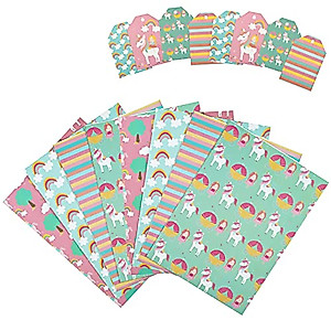 MAYPLUSS Birthday Wrapping Paper Jumbo Sheet - 8 Folded Flat - Pink Unicorn - 27.5 inch X 39.4 inch Per Sheet