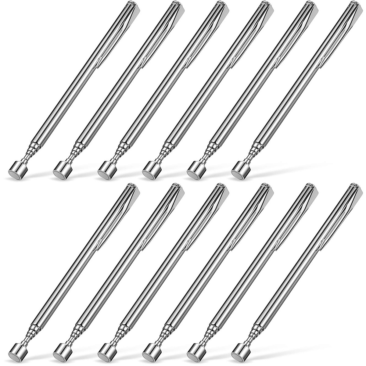 12 Pieces Telescoping Magnet Pickup Tools in 2 Lb Magnetic Stick Gadget with Pocket Clip Magnet Tool to Retrieve Screws Nuts Pins for Men Birthday, Father's Day, Valentine's Day