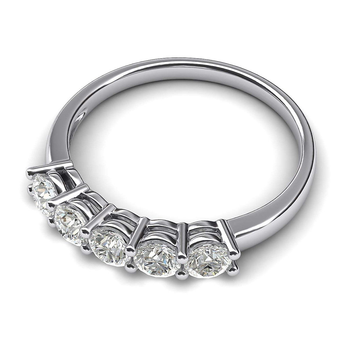 14k White Gold Eternal Five Stones Anniversary Ring Simulated Brilliant Diamonds Eternity ring 1.25ctw for Women (7)
