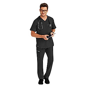 Healing Hands 6 Pocket Mens Scrubs Pant HH360 9171 Noah Cargo Scrub Pant for Men Full Elastic with Drawstring Black MSH