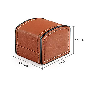 NuAngela PU Leather Watch Box, Single Display Luxury Storage Case For Wristwatches and Smart Watches, Holder With Pillow, Jewelry Bearer Gift Case For Women/Men, Mother's Day Birthday Valentine's Day Gift Box (Brown)