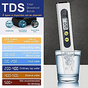 2 Pack pH Meter and TDS Meter, 0.05 pH High Accuracy Tester Pen, ± 2% Readout Accuracy Digital Water Quality Filter Pen, 0-9990ppm, Ideal Water Purity Test for Drinking Water, Aquariums, Hydroponics