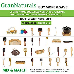 GranNaturals Mens Hair Brush - Soft Boar Bristle - 100% Natural Brown Wooden Club Style Brush for Men - Styling Beard Hairbrush for Fine or Thin Hair