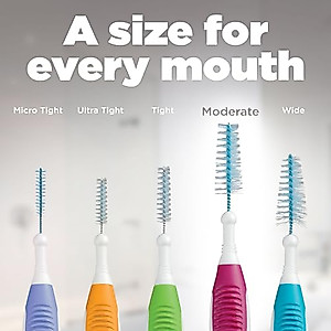 GUM Proxabrush Go-Betweens - Moderate - Interdental Brushes - Soft Bristled Dental Picks for Plaque Removal & Gum Health - Safe for Braces & Dental Devices, 10ct