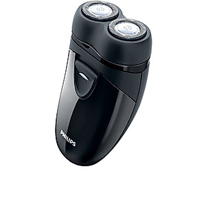 Norelco Travel Men's Shaver with Close-Cut Technology and Independent Floating Heads, Self-Sharpening Blades, 2 x AA Batteries Included by Philips